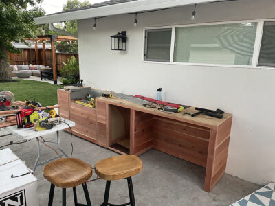 DIY Outdoor Kitchen Design (Built with Redwood!) » Lovely Indeed